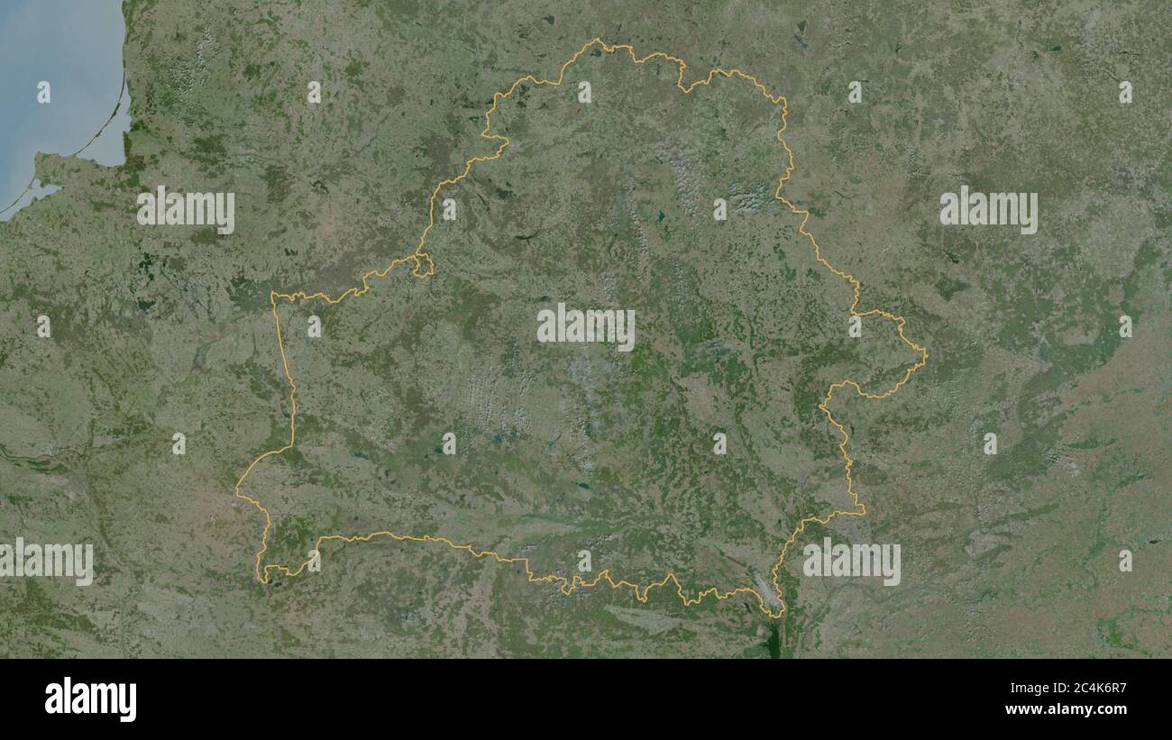 Outlined shape of the Belarus area. Satellite imagery. 3D rendering ...