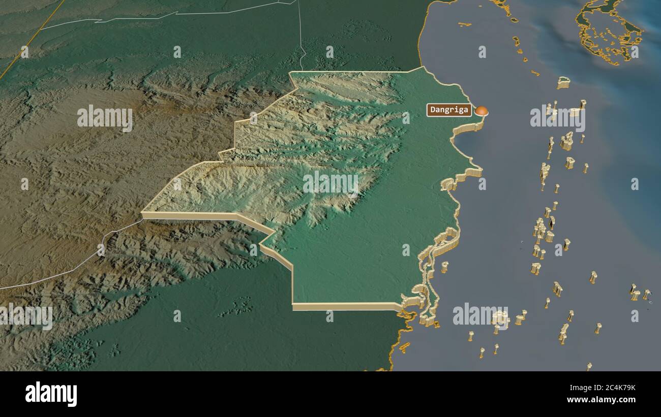 Zoom in on Stann Creek (district of Belize) extruded. Oblique ...