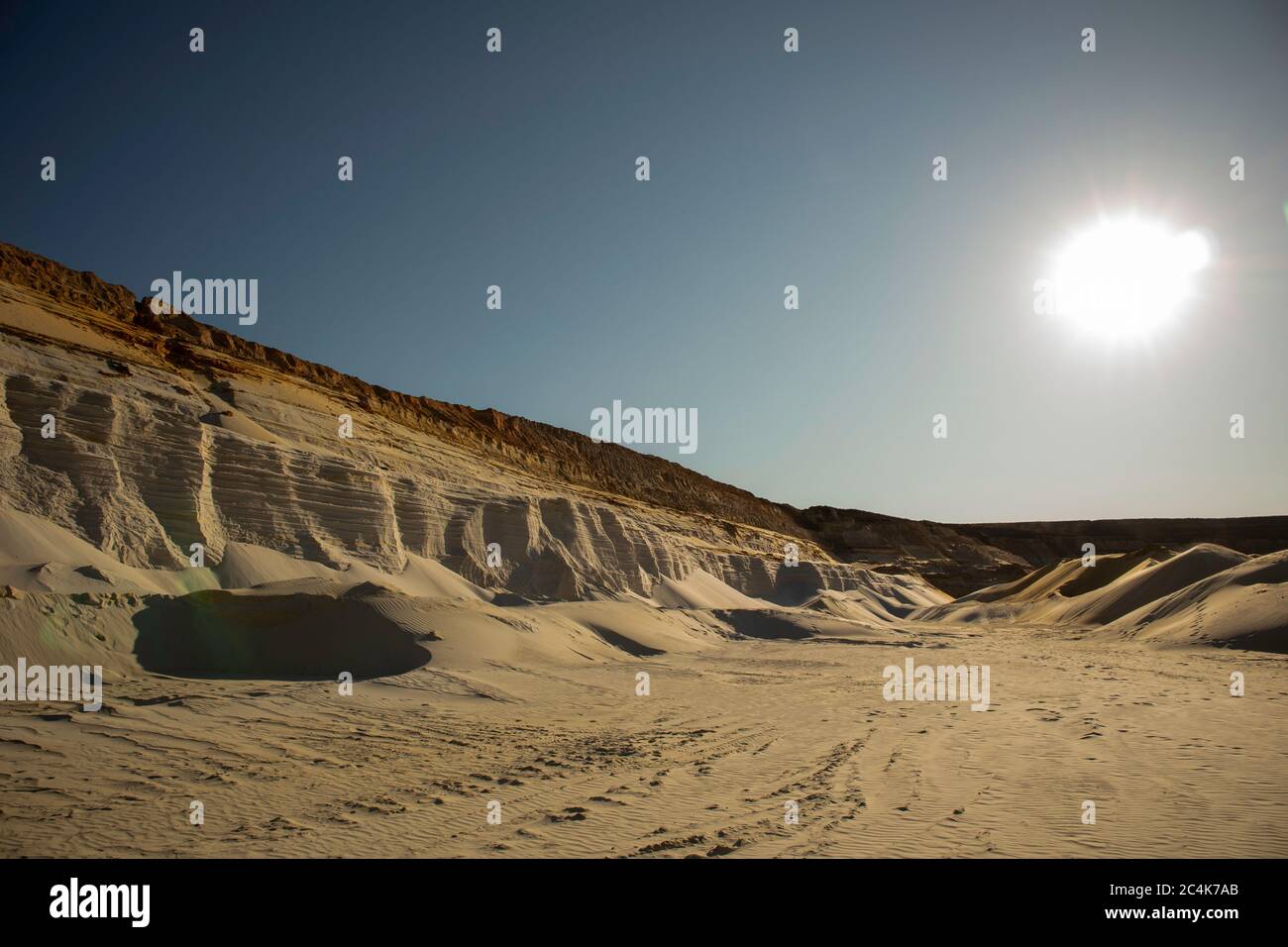 Sunset in desert. A lot of sand. Sand dunes. Desert landscape Stock ...