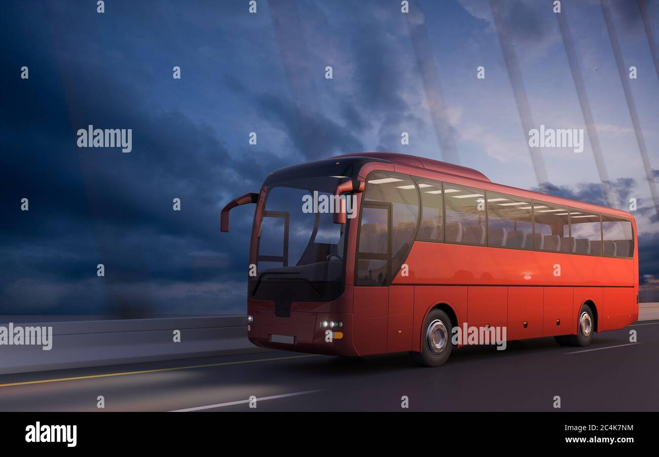 Travel Bus on bridge - Fast transportation Stock Photo - Alamy