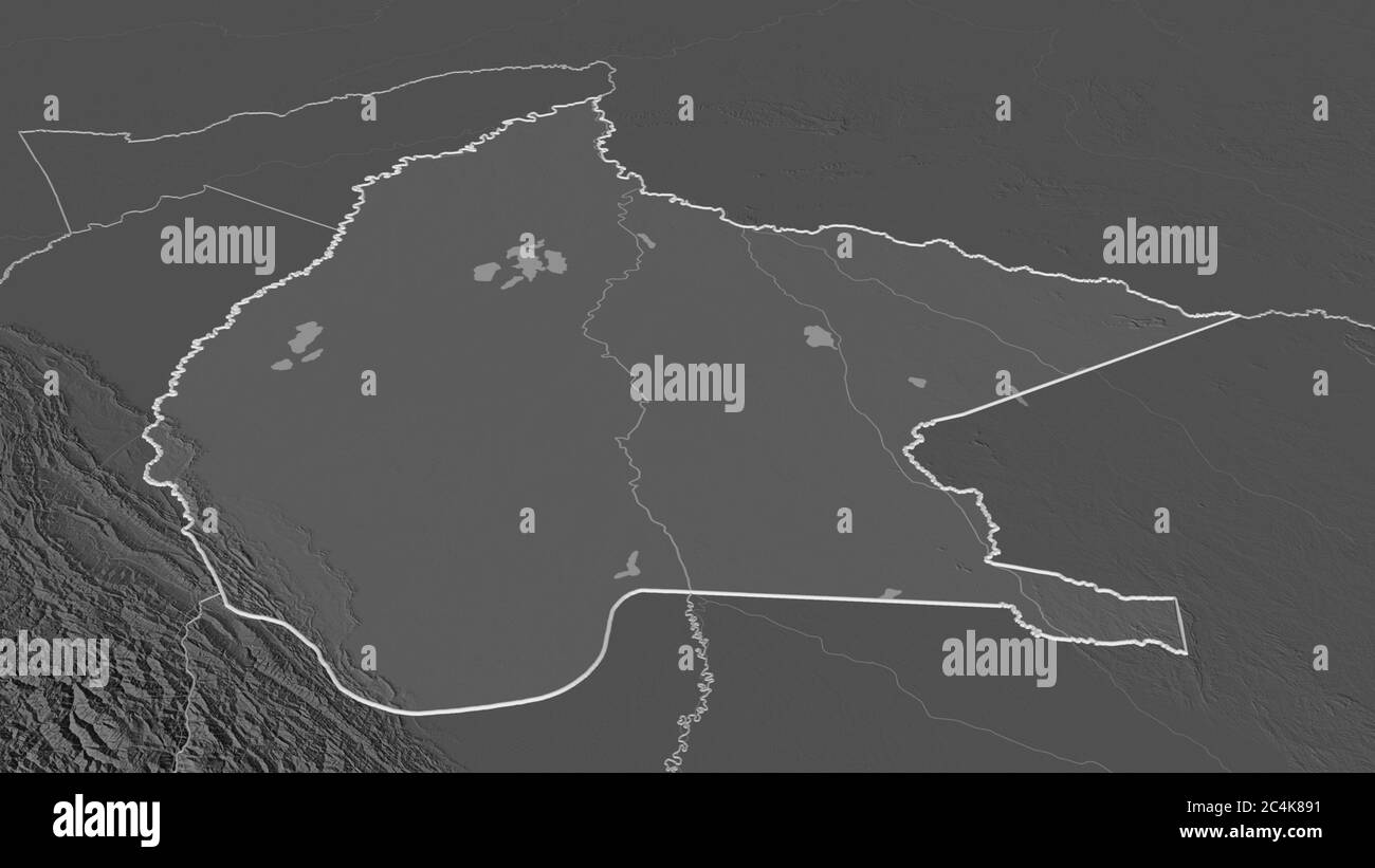 Zoom in on El Beni (department of Bolivia) outlined. Oblique ...