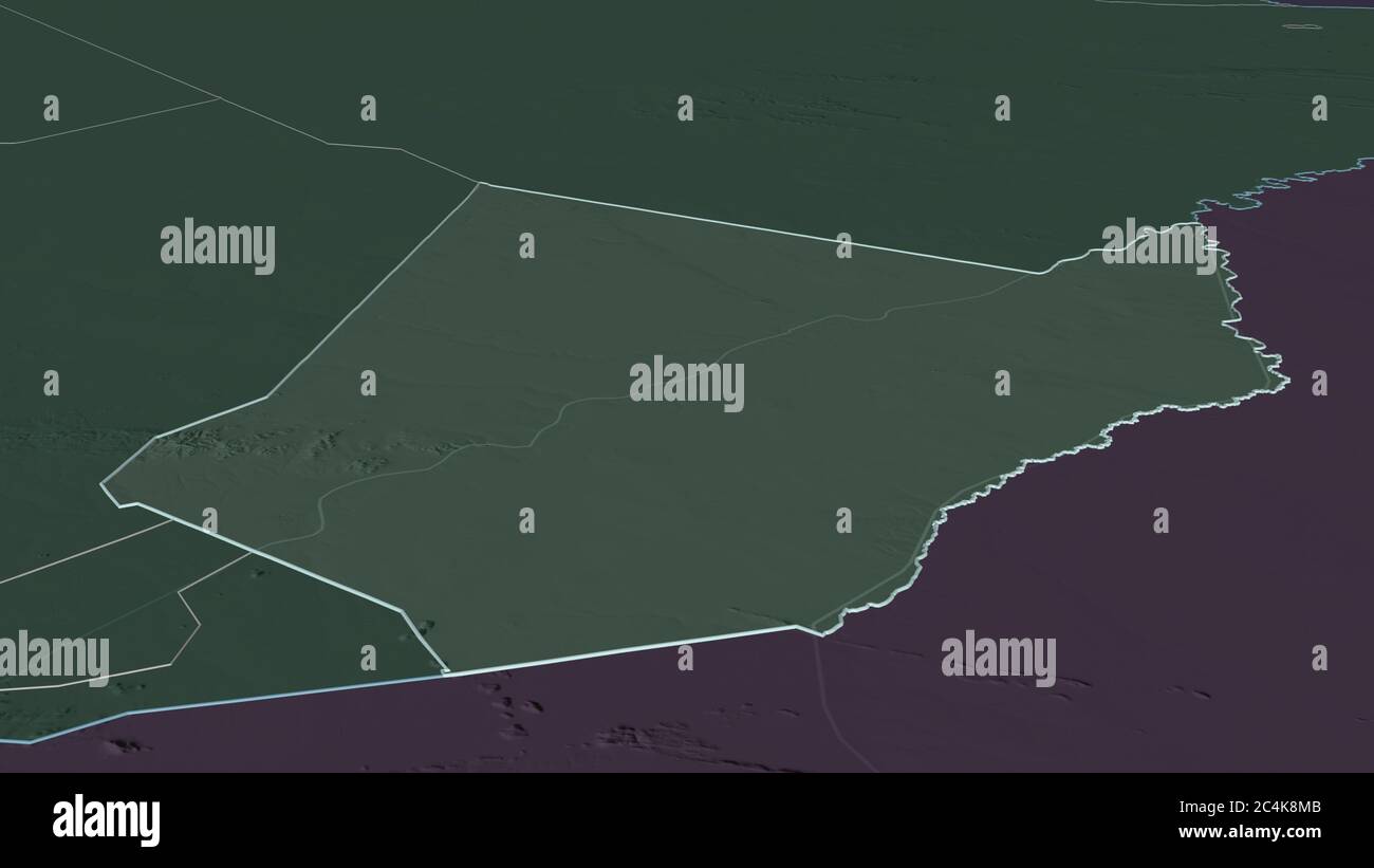 Zoom in on Kgatleng (district of Botswana) outlined. Oblique ...