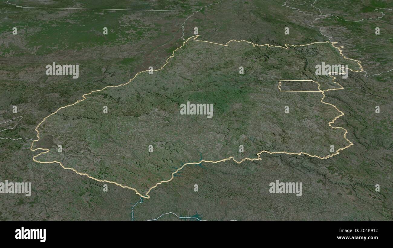 Zoom in on Goiás (state of Brazil) outlined. Oblique perspective ...