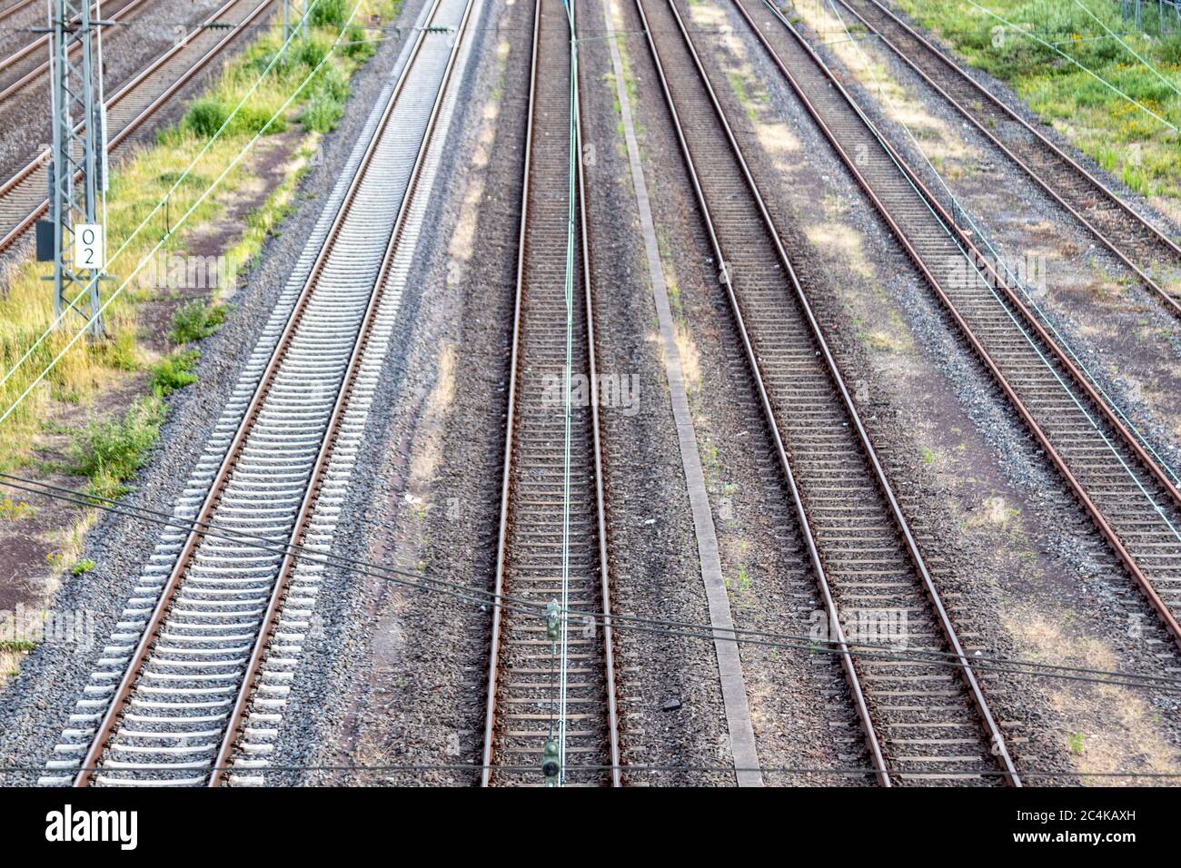 several tracks of german railway, view from above, outdoors Stock Photo ...