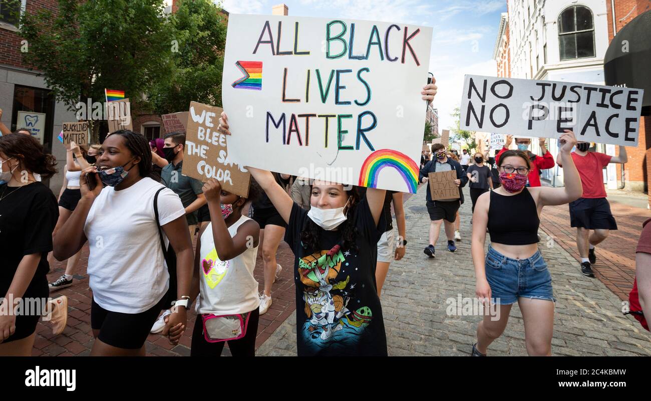 June 27, 2020. Salem. MA. Protesters marched through the streets of ...