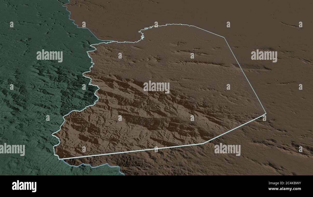 Zoom in on Krong Pailin (municipality of Cambodia) outlined. Oblique ...