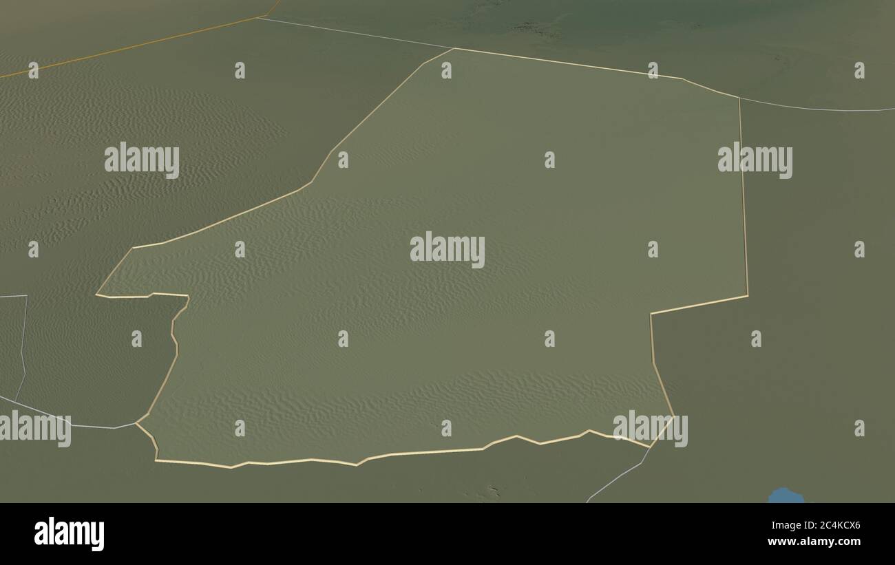 Zoom in on Barh el Ghazel (region of Chad) outlined. Oblique ...