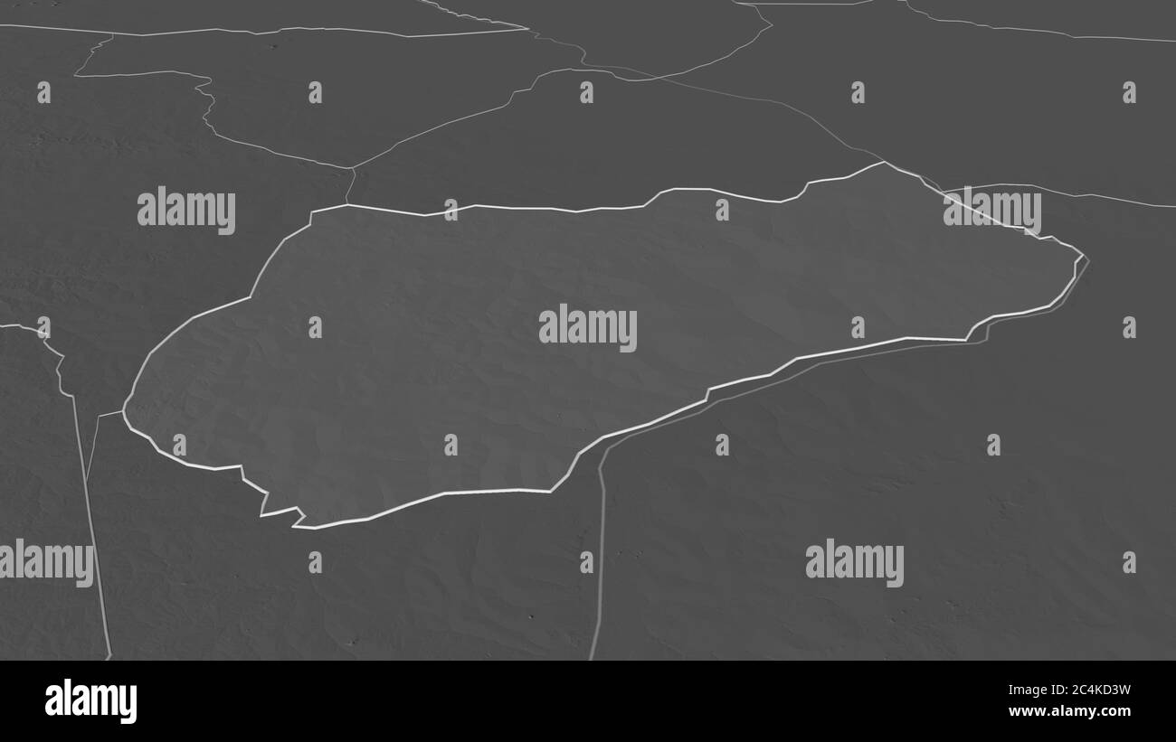 Zoom in on Logone Occidental (region of Chad) outlined. Oblique ...