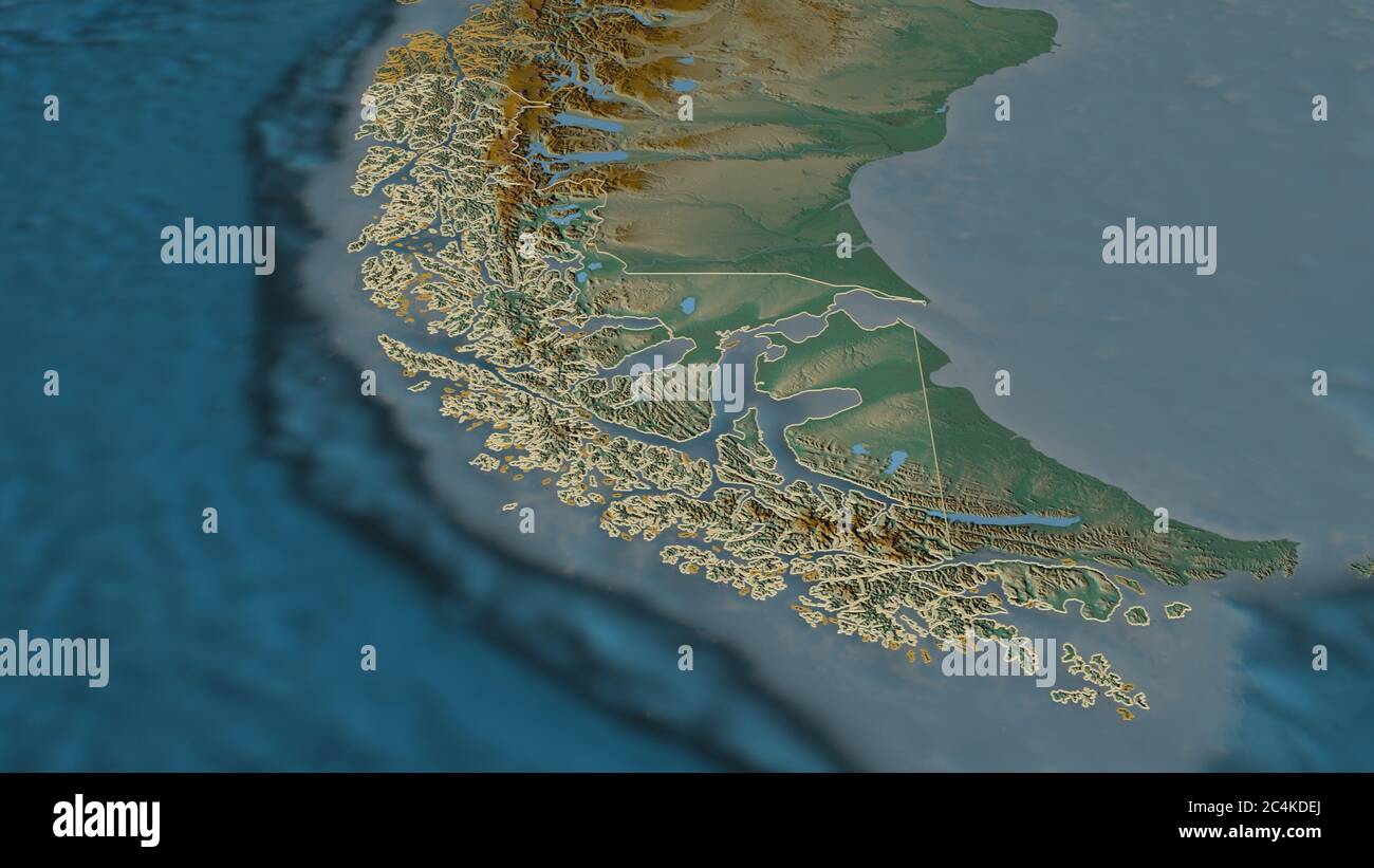 Zoom in on Magallanes y Antártica Chilena (region of Chile) outlined ...