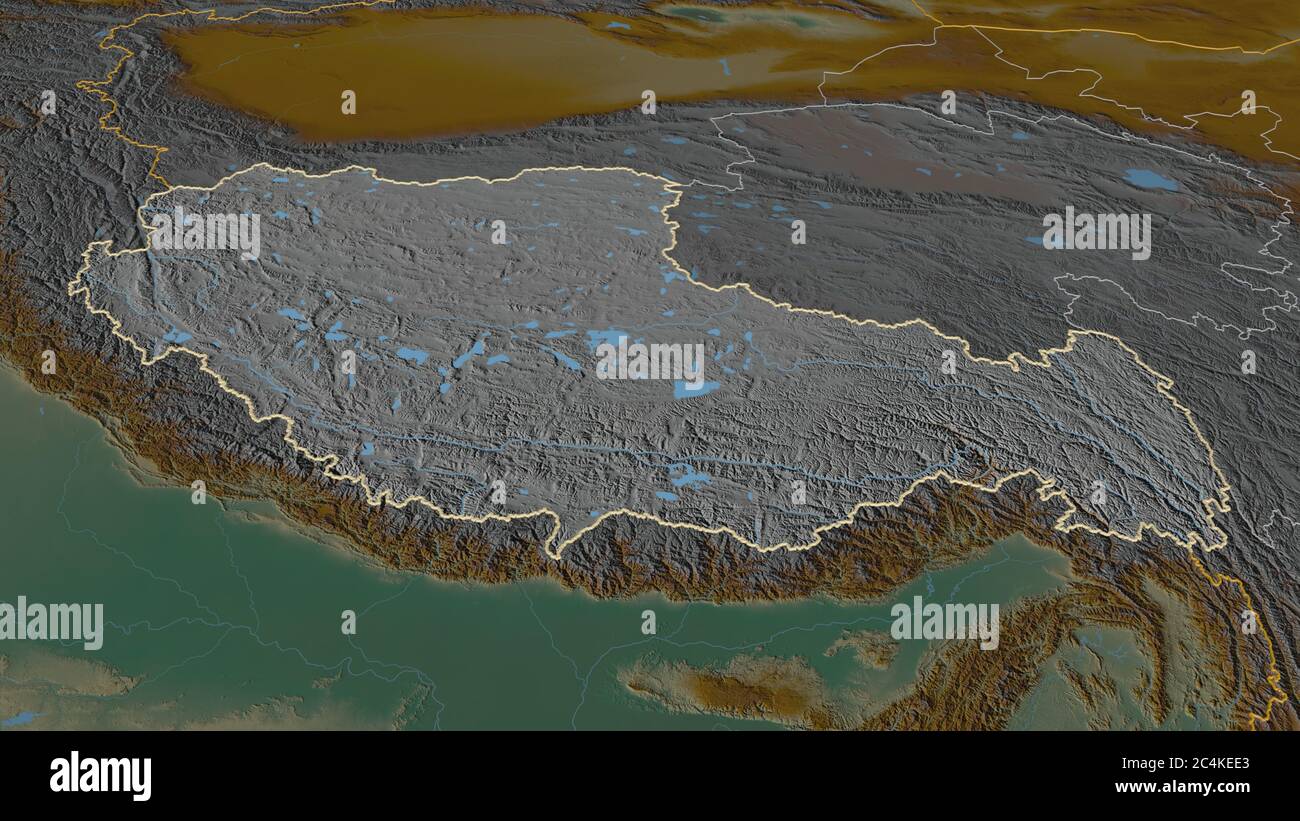 China region tibet relief map hi-res stock photography and images - Alamy