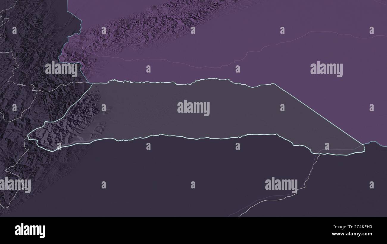 Zoom in on Arauca (intendancy of Colombia) outlined. Oblique ...