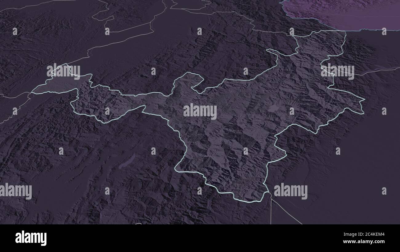 Zoom in on Boyacá (department of Colombia) outlined. Oblique ...