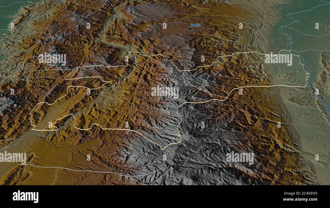 Zoom in on Caldas (department of Colombia) outlined. Oblique ...
