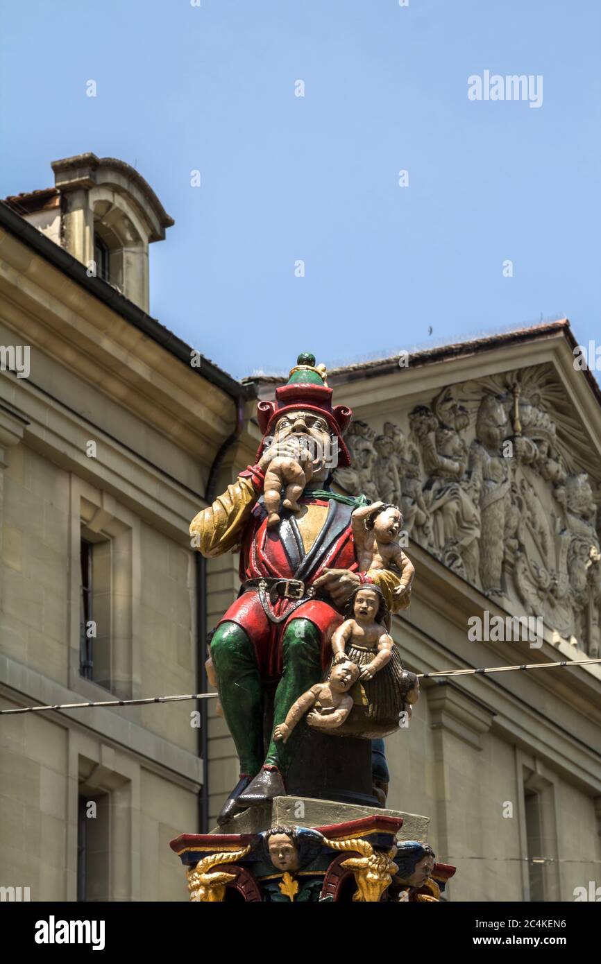 Child Eater fountain at the Granary place in Bern, Switzerland. It is ...