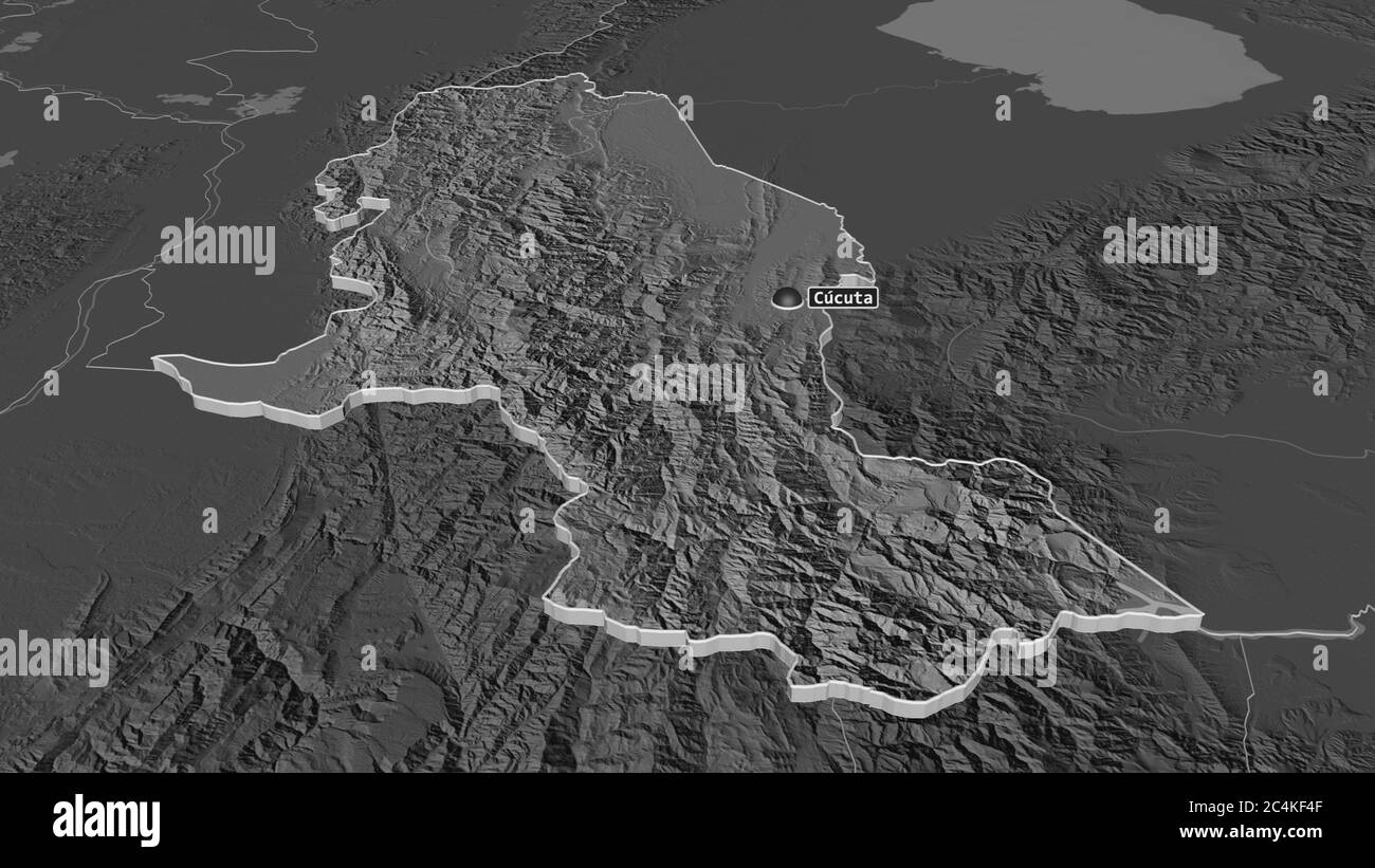 Zoom in on Norte de Santander (department of Colombia) extruded ...