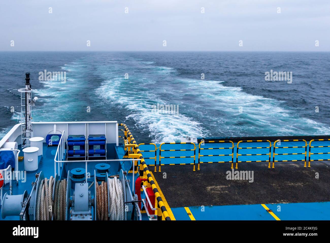 View from the stern in full swing. Onboard the Armorique Ferry of ...