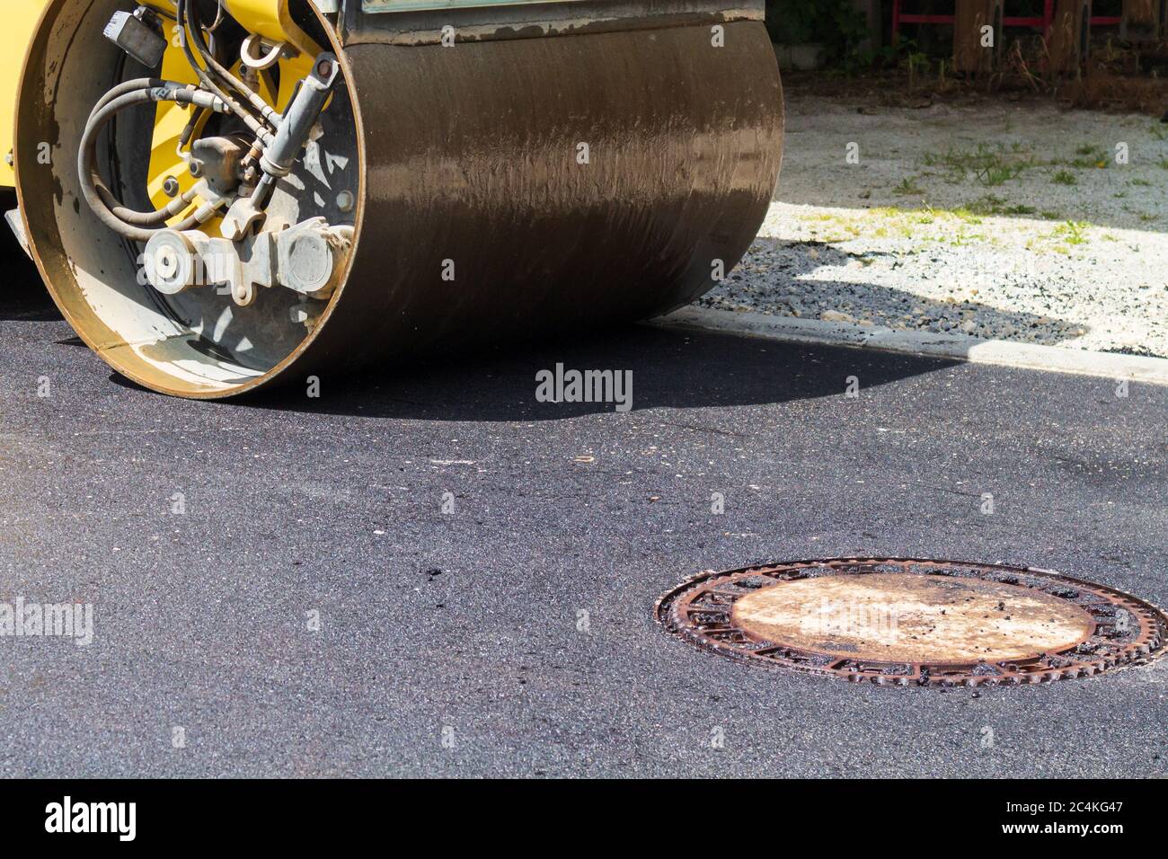 Asphalt paver laying new road hi-res stock photography and images - Alamy