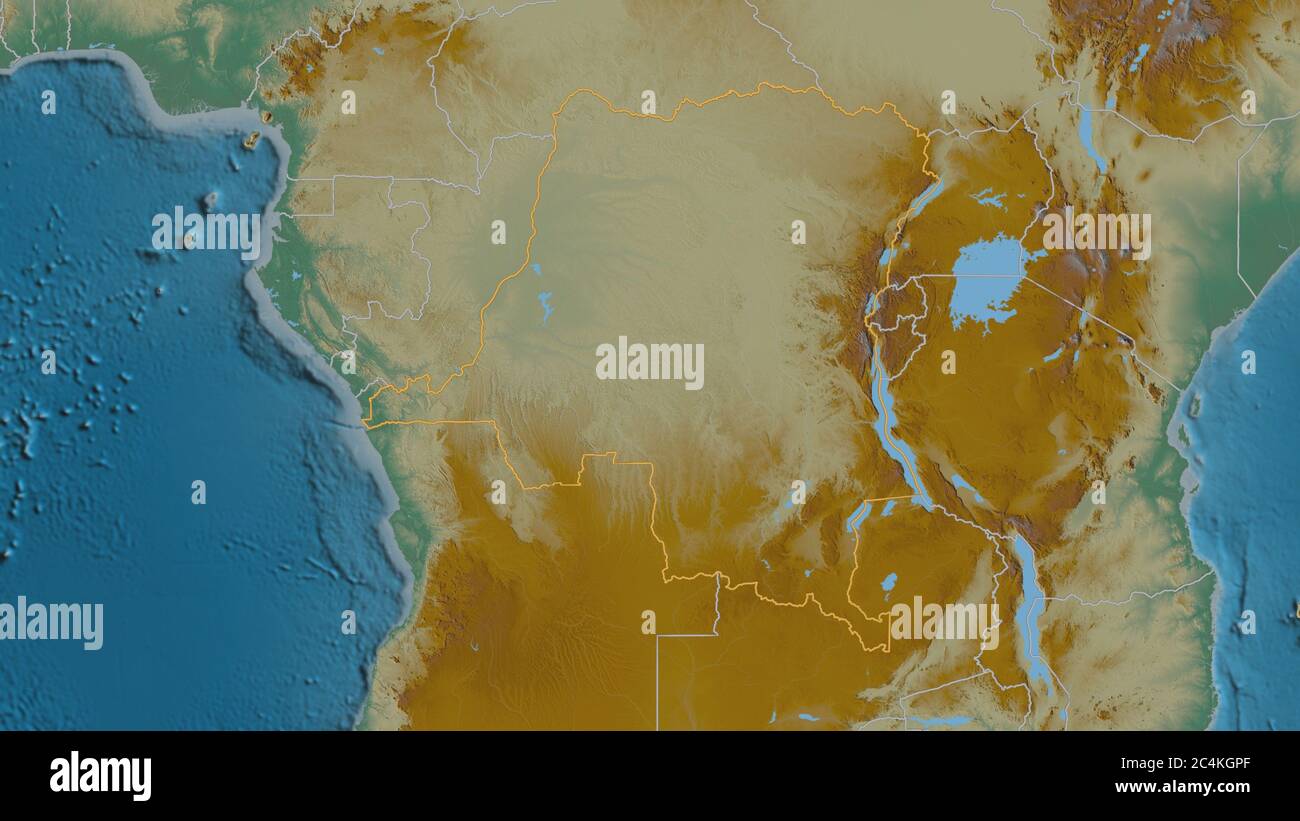 Outlined shape of the Democratic Republic of the Congo area ...
