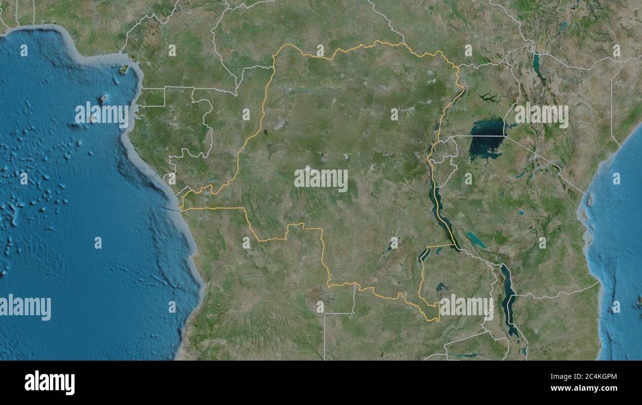 Outlined shape of the Democratic Republic of the Congo area. Satellite ...