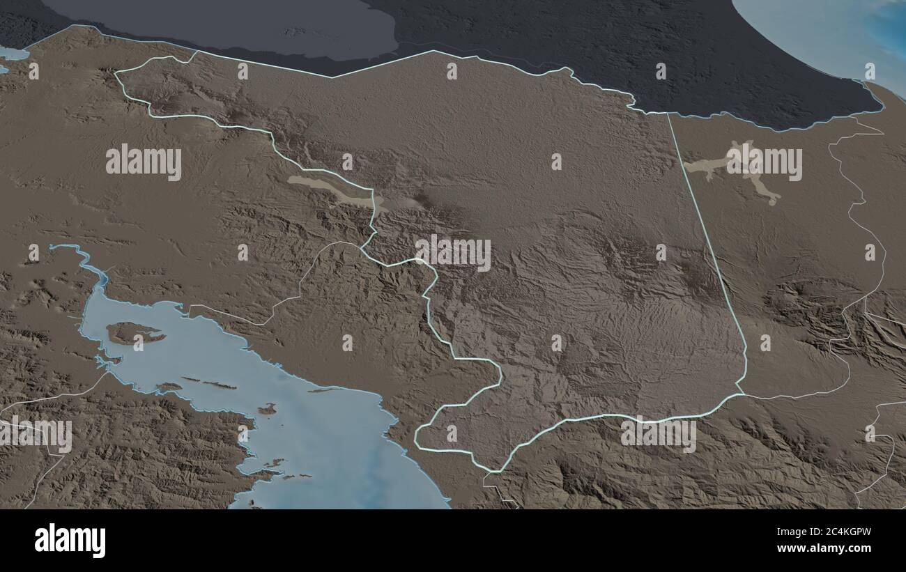 Zoom in on Alajuela (province of Costa Rica) outlined. Oblique ...