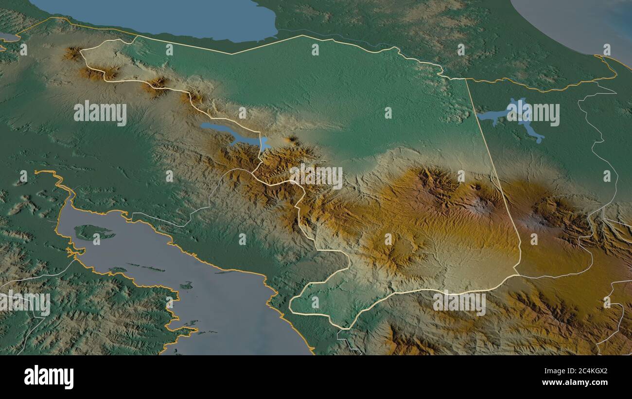 Zoom in on Alajuela (province of Costa Rica) outlined. Oblique ...