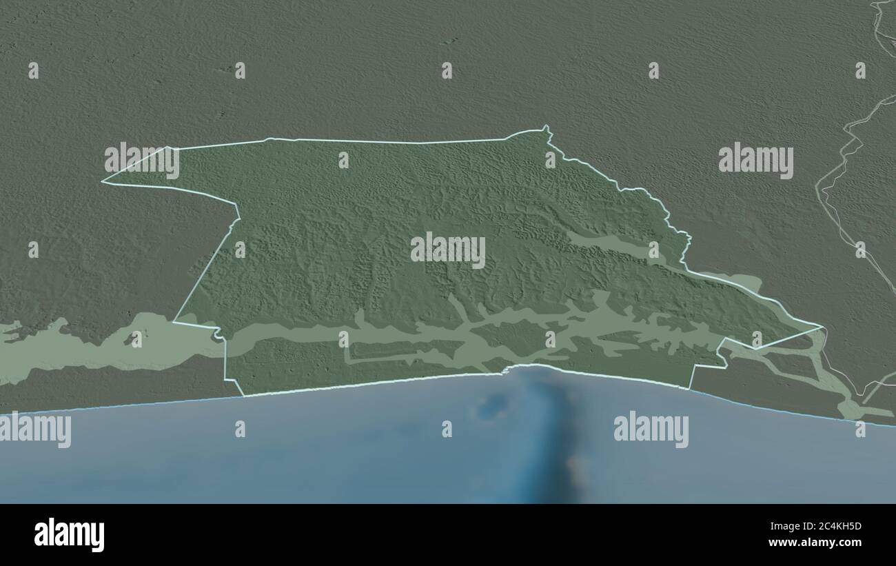 Zoom in on Abidjan (autonomous district of Côte d'Ivoire) outlined ...