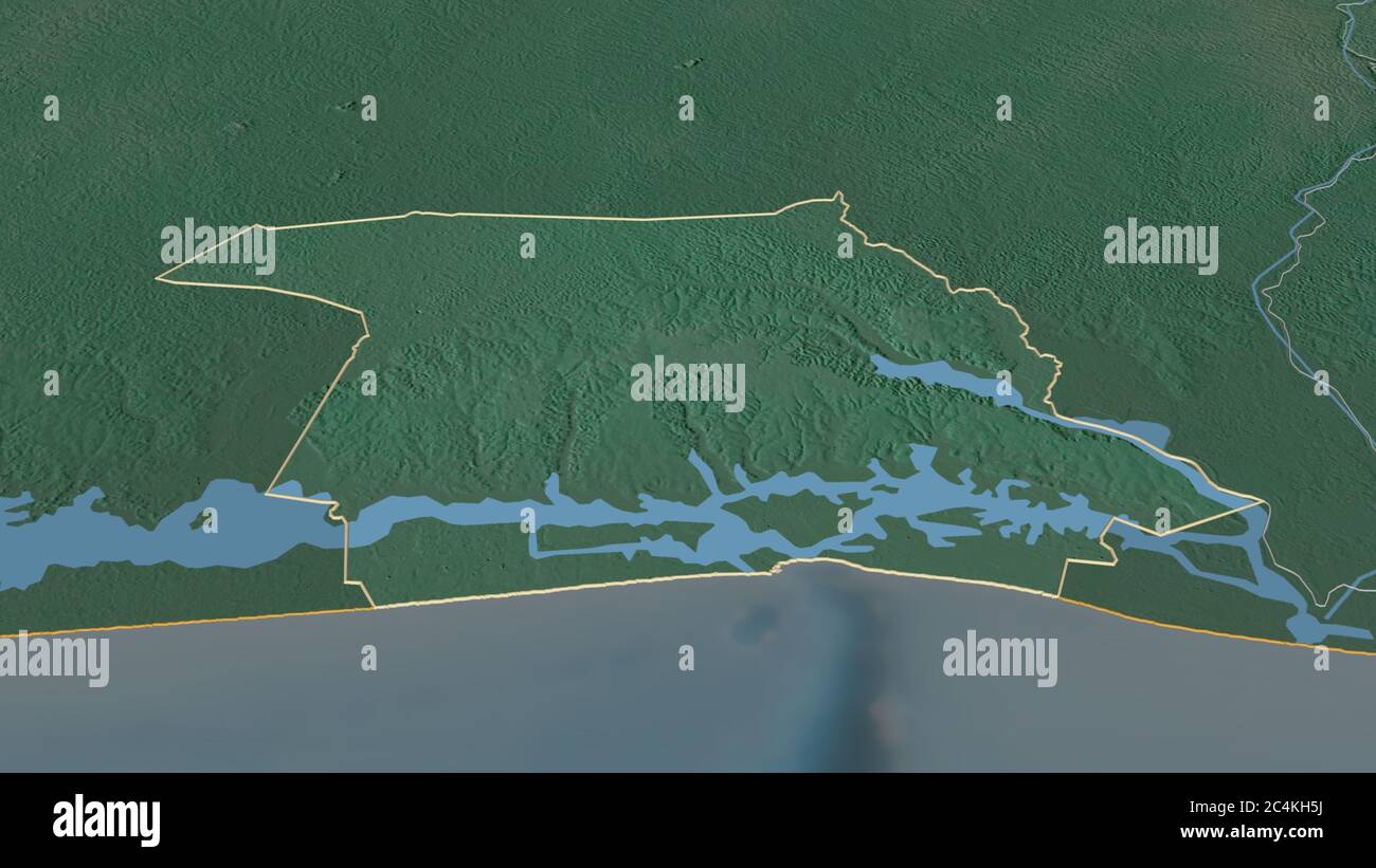 Zoom in on Abidjan (autonomous district of Côte d'Ivoire) outlined ...
