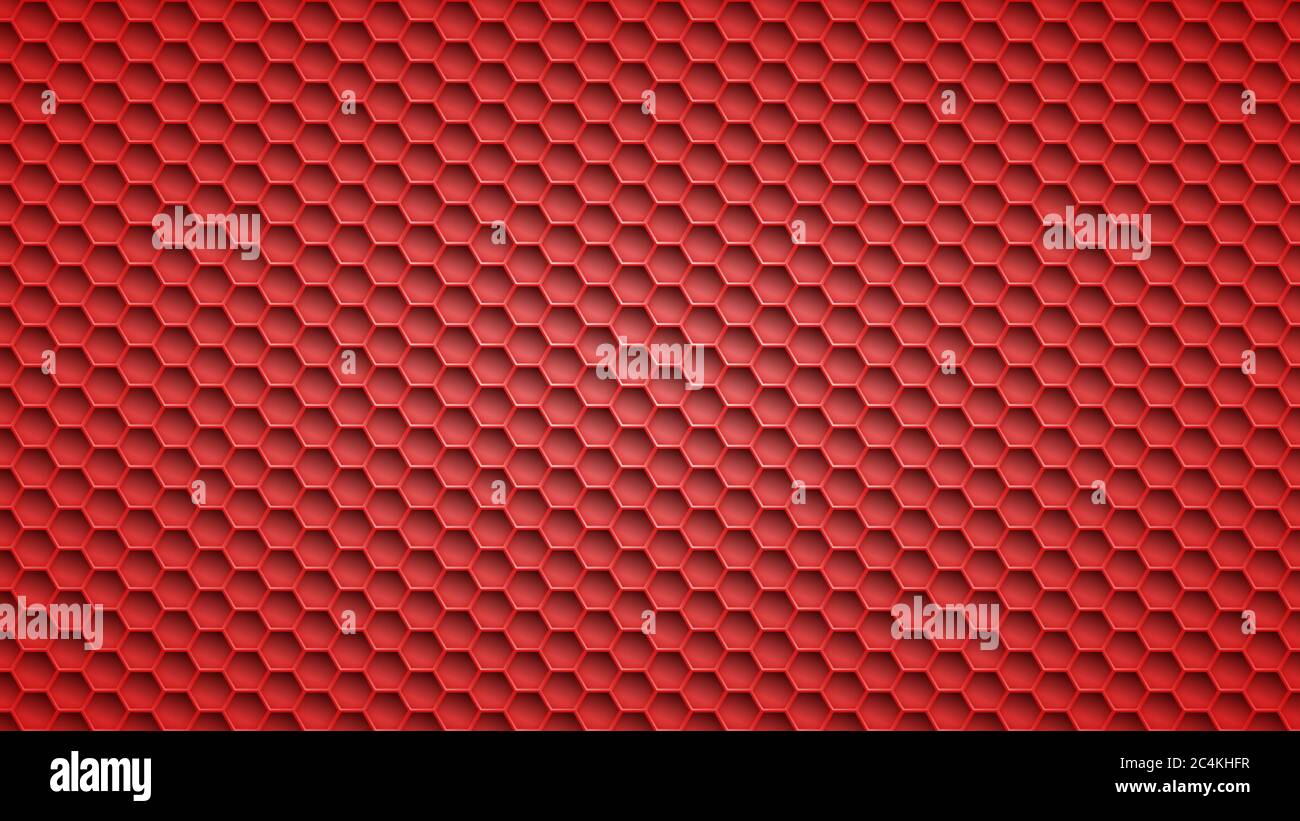 Abstract metal background with hexagonal holes in red colors Stock ...
