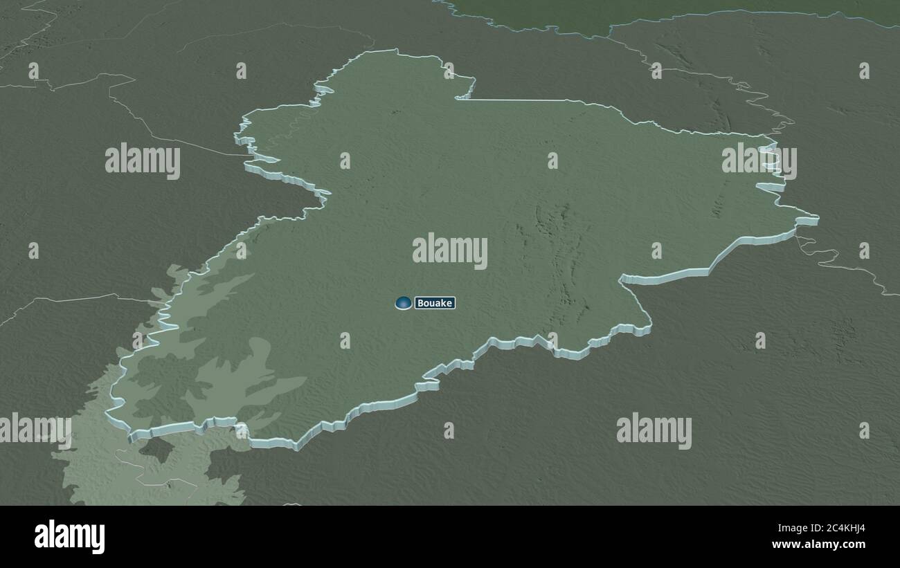 Zoom in on Vallée du Bandama (district of Côte d'Ivoire) extruded ...