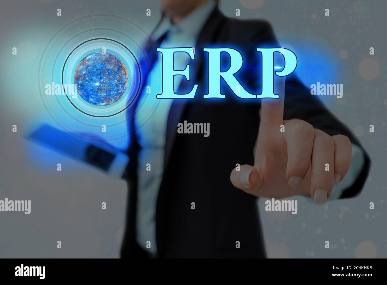 Word writing text Erp. Business photo showcasing enterprise resource planning centralized ...