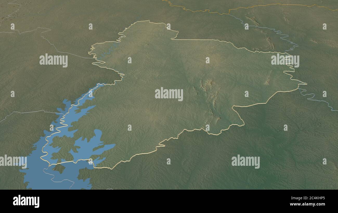 Zoom in on Vallée du Bandama (district of Côte d'Ivoire) outlined ...