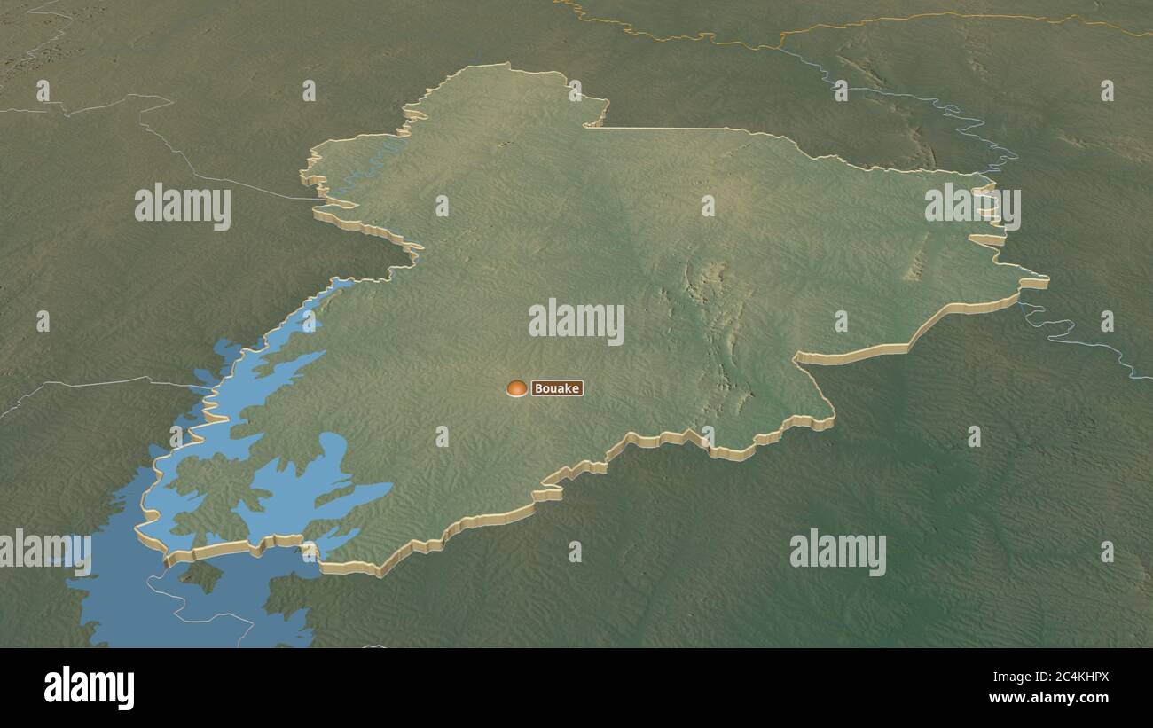 Zoom in on Vallée du Bandama (district of Côte d'Ivoire) extruded ...