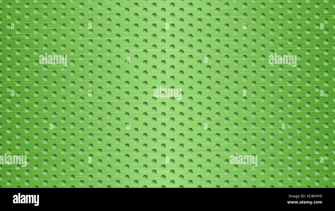 Abstract metal background with hexagonal holes in green colors Stock ...