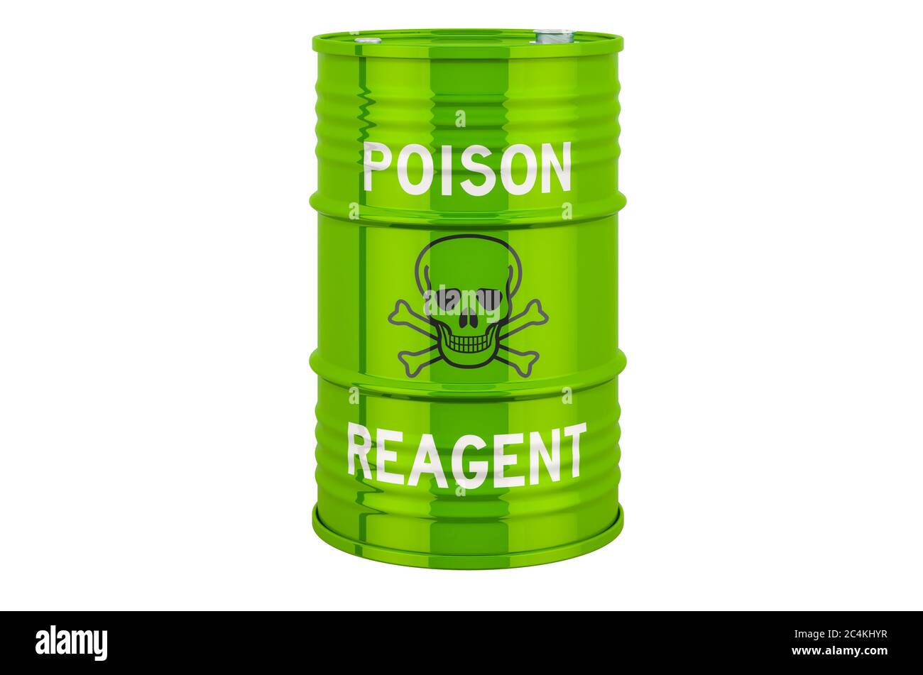 Green Barrel with poison reagent. 3D rendering isolated on white ...