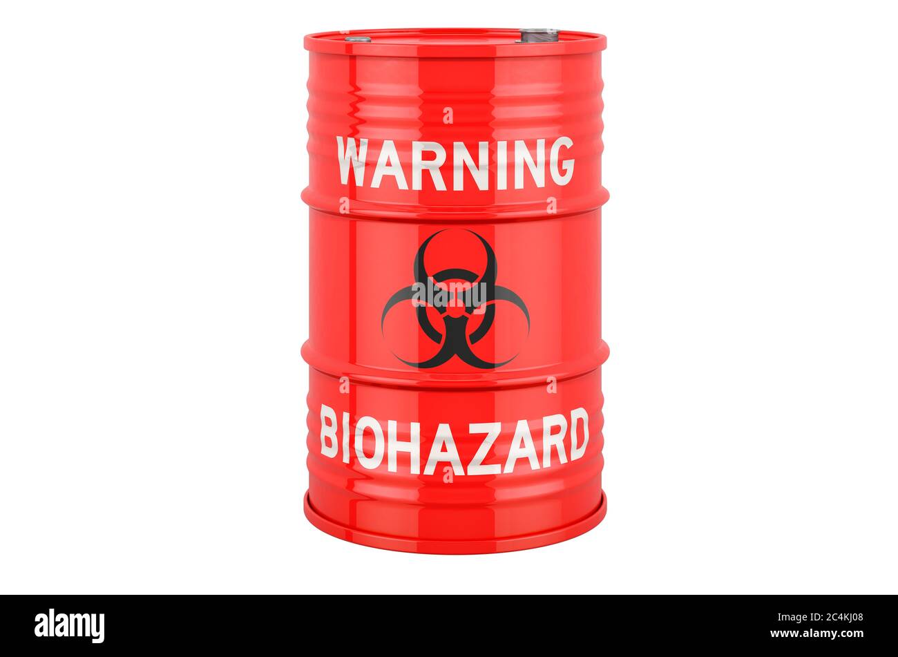 Red Biohazard Waste Barrel, 3D rendering isolated on white background ...
