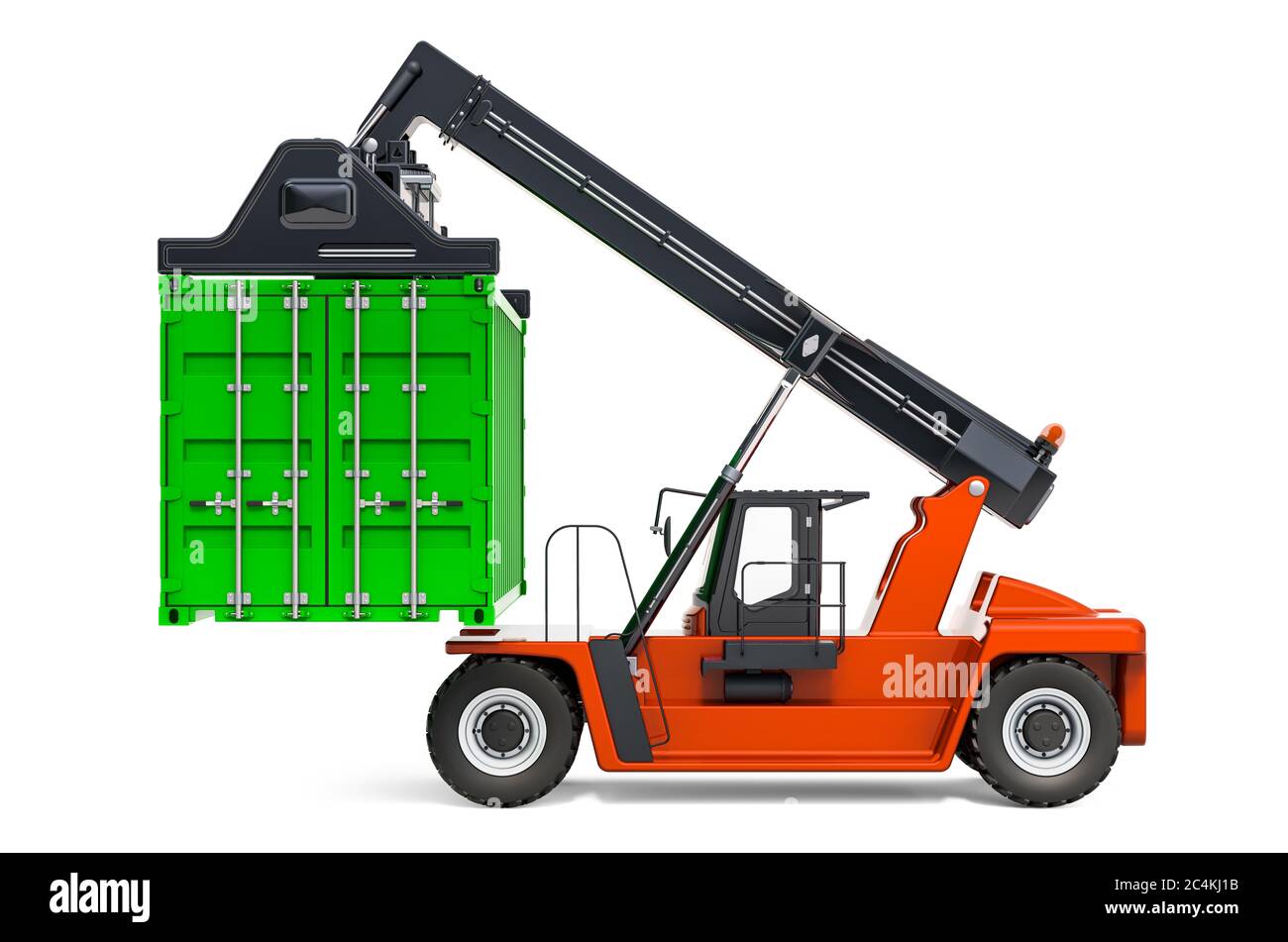 Reach Stacker with cargo container, 3D rendering isolated on white background Stock Photo - Alamy