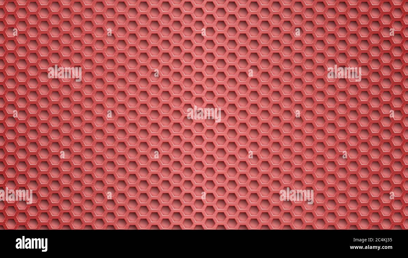 Abstract metal background with hexagonal holes in red colors Stock ...