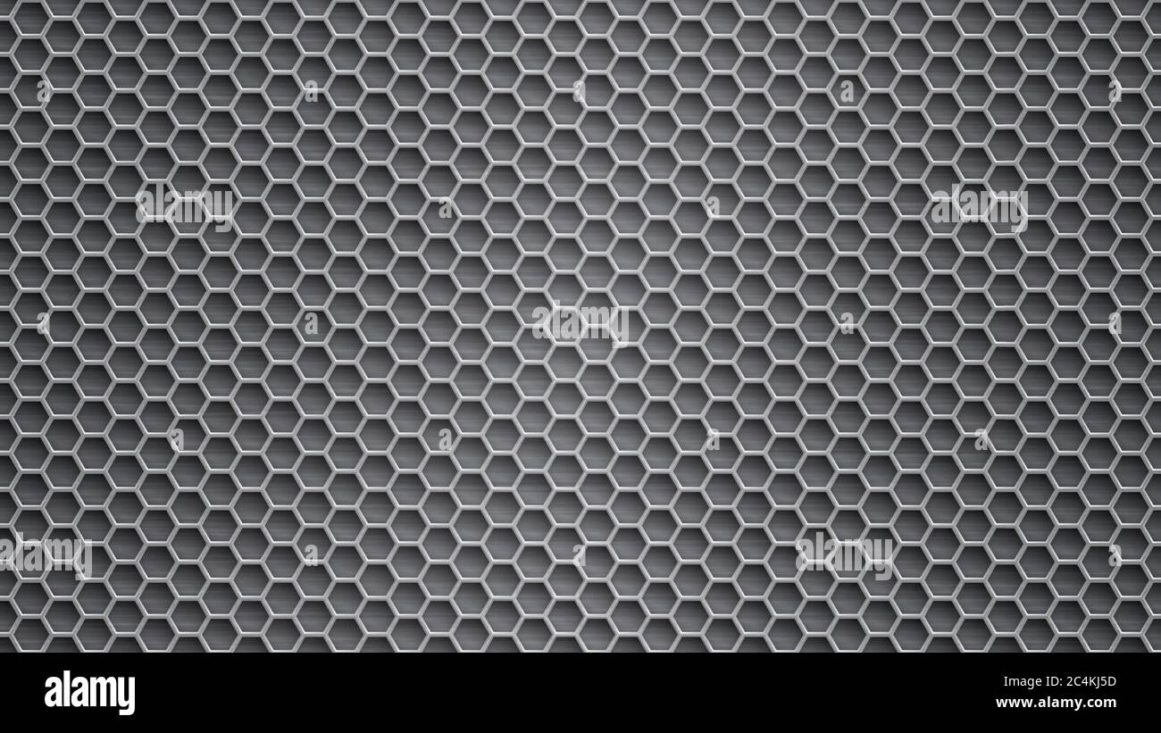 Abstract metal background with hexagonal holes in gray colors Stock ...