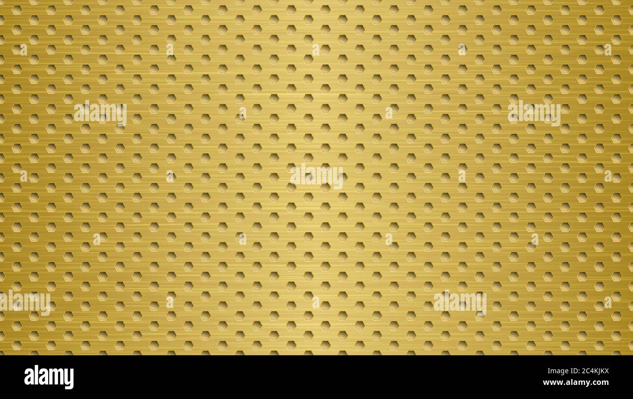 Abstract metal background with hexagonal holes in yellow colors Stock ...