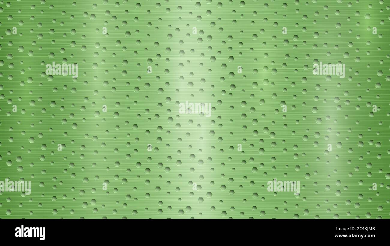 Abstract metal background with hexagonal holes in green colors Stock ...