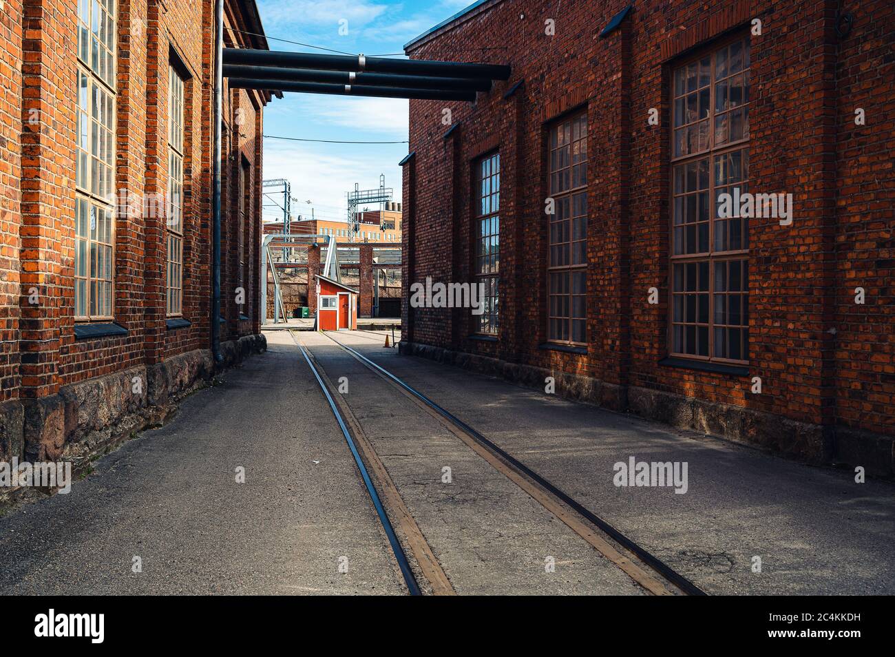 Two buildings next to each other between the tramway tracks Stock Photo ...