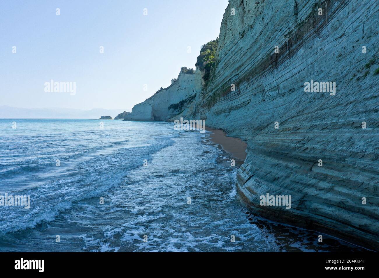 Logas beach corfu, beach front coastal aerial view Stock Photo - Alamy