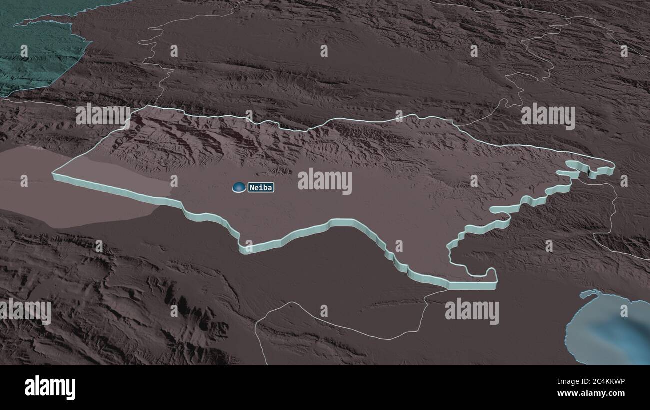 Zoom in on Bahoruco (province of Dominican Republic) extruded. Oblique ...