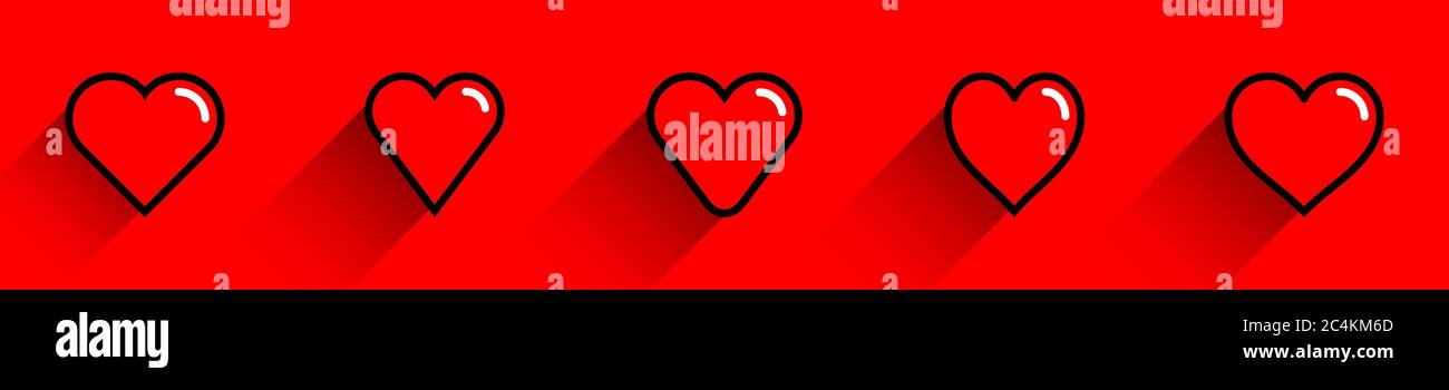 Red heart shape with contour stroke line. Medical icon, love sign ...