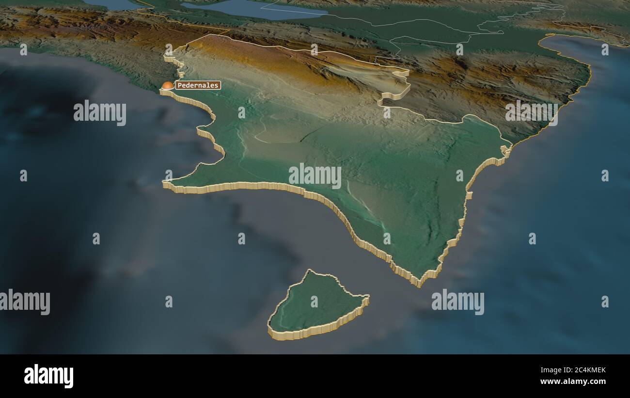 Zoom in on Pedernales (province of Dominican Republic) extruded ...