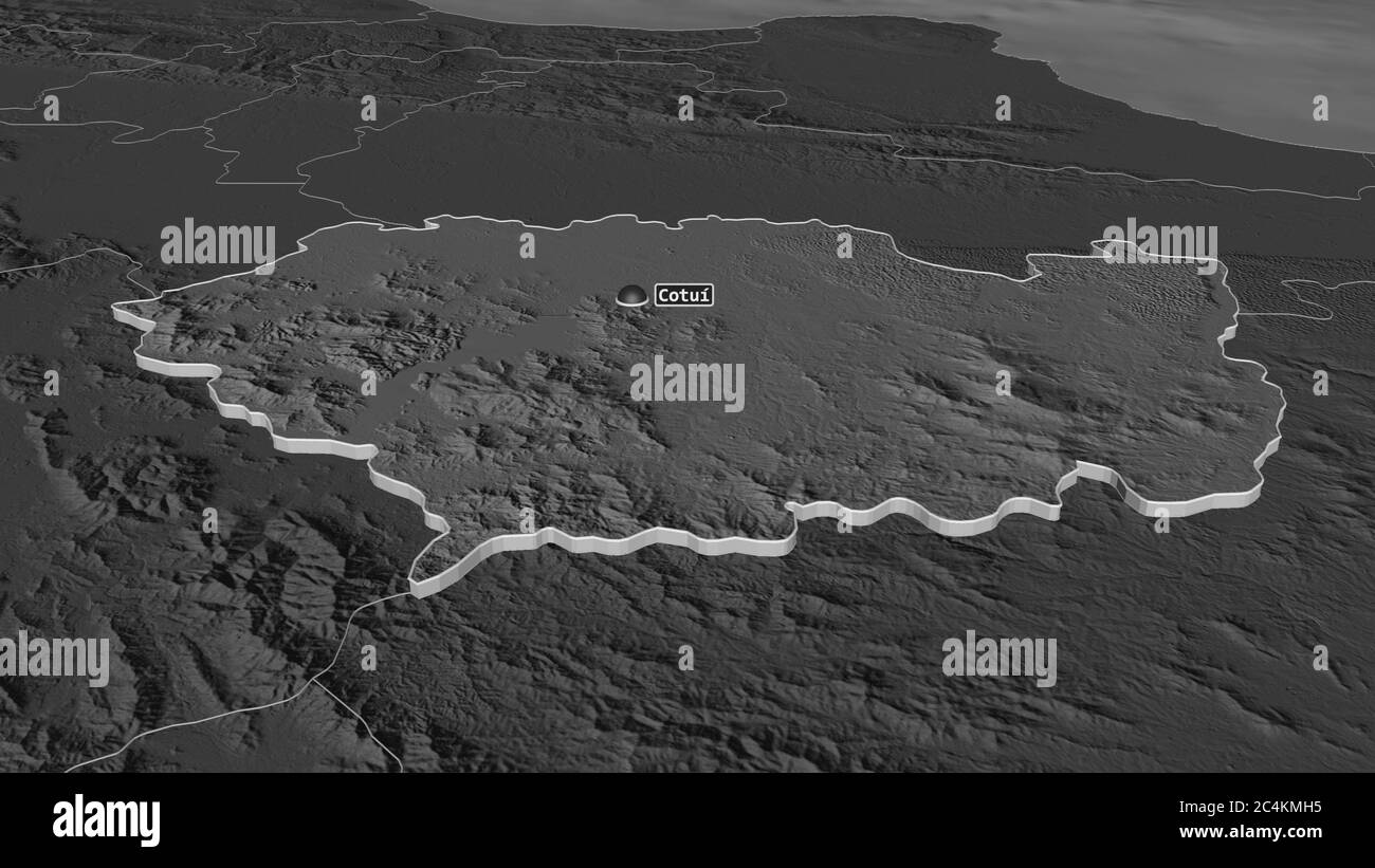 Zoom in on Sánchez Ramírez (province of Dominican Republic) extruded ...