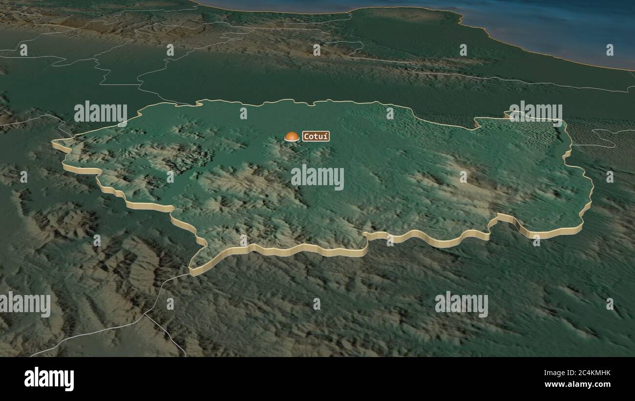 Zoom in on Sánchez Ramírez (province of Dominican Republic) extruded ...