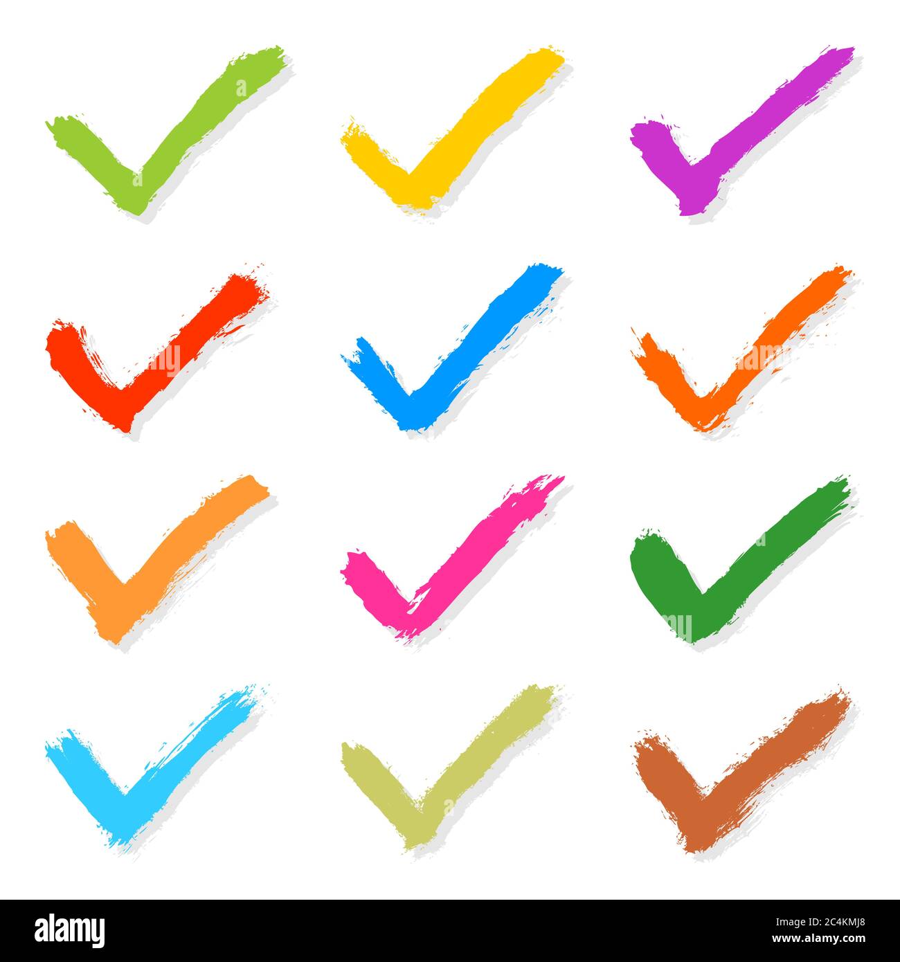 Set of check mark hand drawn signs. Collection of checkmark symbols. Kit of accept icons. Verify ...