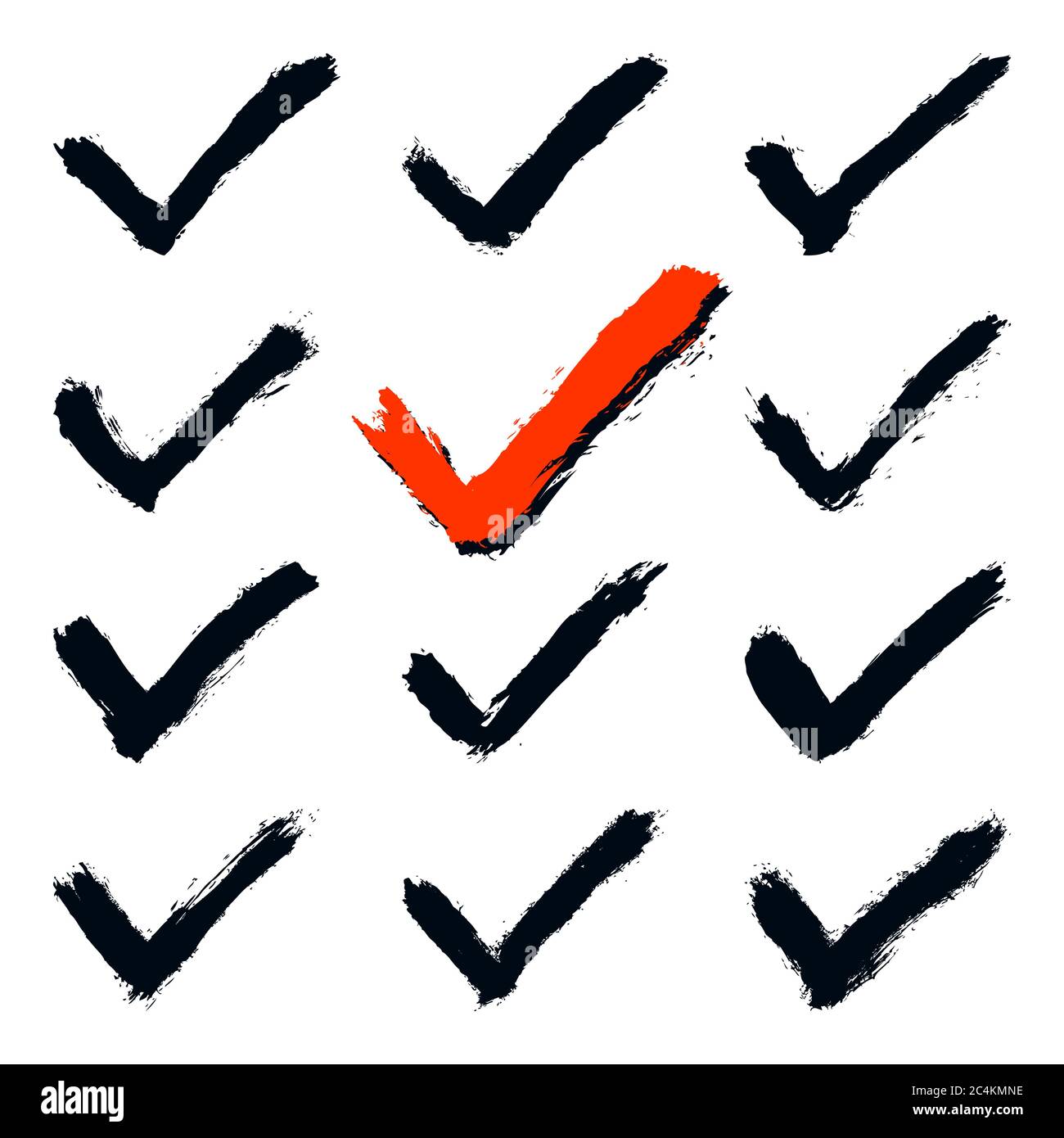 Set of check mark hand drawn signs. Collection of checkmark symbols ...