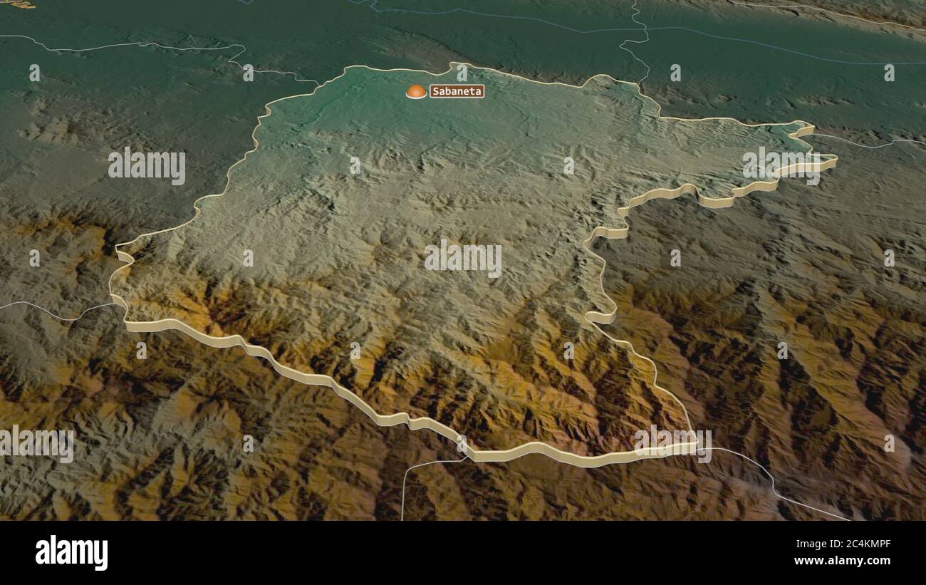 Zoom in on Santiago Rodríguez (province of Dominican Republic) extruded ...